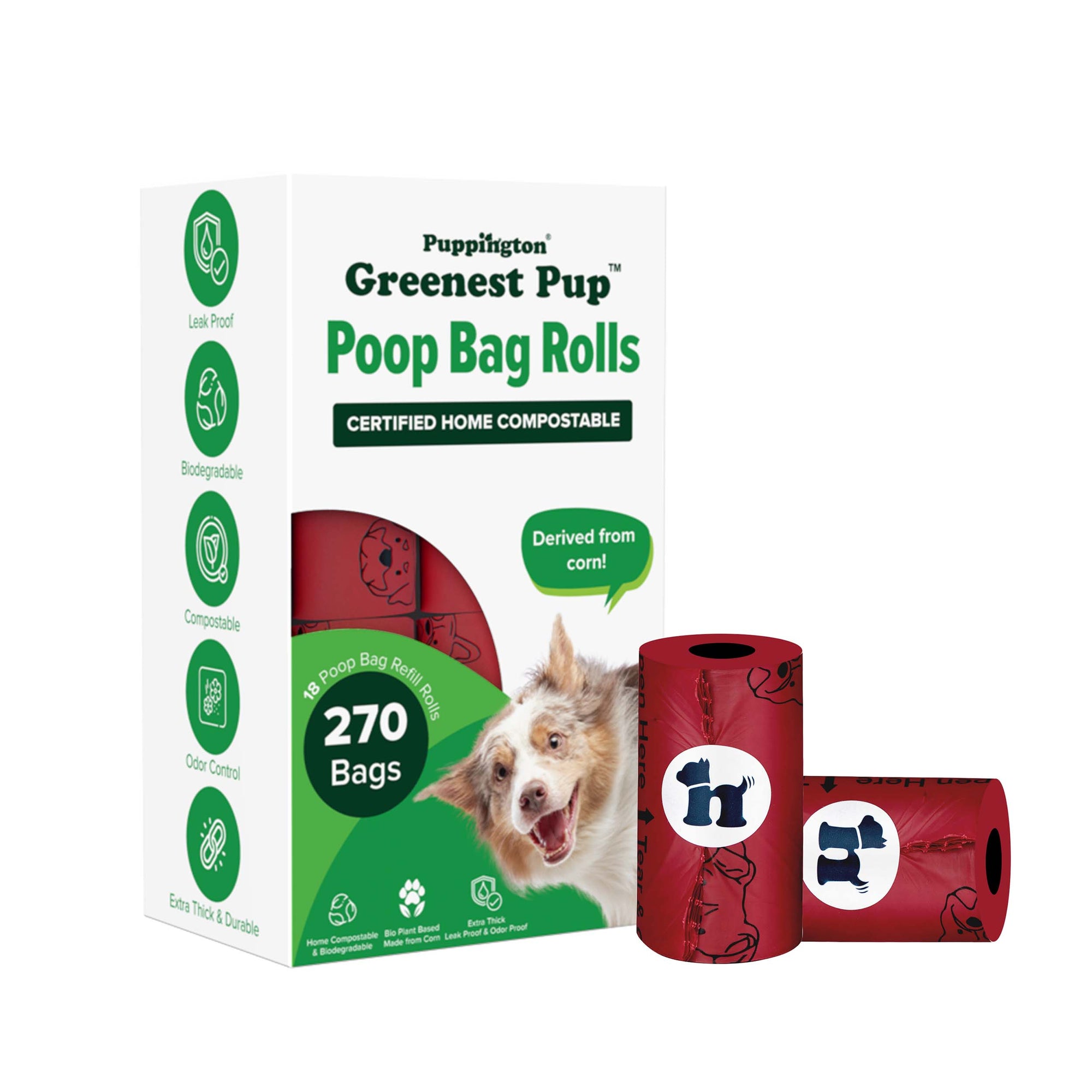 Puppington Certified Home Compostable Biodegradable Dog Poop Bags